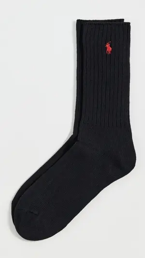 Polo Ralph Lauren Cotton Rib Crew Socks - Black