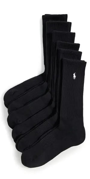 Ralph Lauren Performance Crew Socks Pack Of 6 - Black