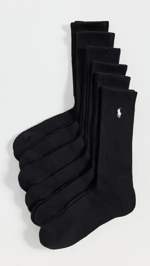 Polo Ralph Lauren Performance Crew Socks Pack Of 6 - Black