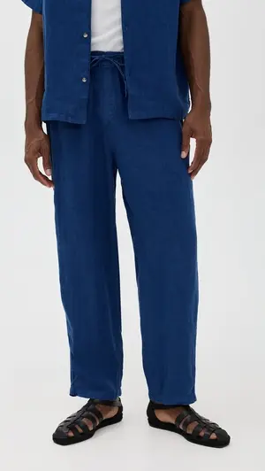 BATHER Linen Leisure Pants - Navy