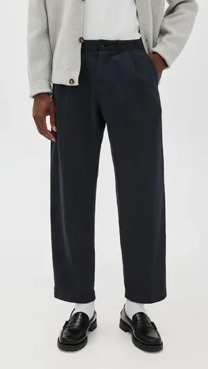 KNICKERBOCKER Canal Pleated Twill Cotton Pants
