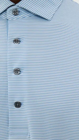 Greyson Saranac Striped Polo - Wolf Blue/arctic