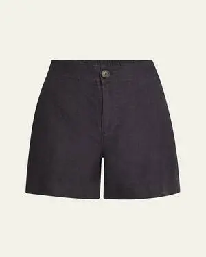 Vince Mid-rise Hemp Shorts - Blue