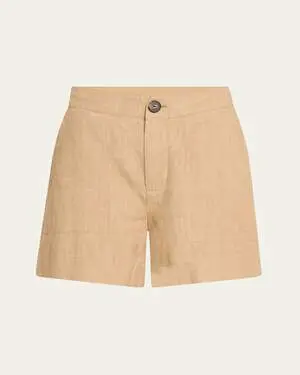 Vince Mid-rise Hemp Shorts - Ltbrwn
