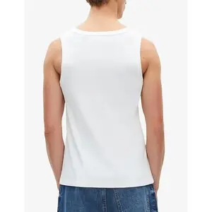 The Kooples Embroidered-crest Stretch-cotton Tank Top