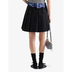 Prada Wool Pleated Mini Skirt With Ring Hardware