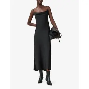 ALLSAINTS Hadley Square-neck Stretch-satin Midi Dress