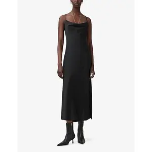 ALLSAINTS Hadley Square-neck Stretch-satin Midi Dress