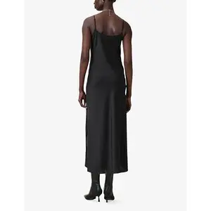 ALLSAINTS Hadley Square-neck Stretch-satin Midi Dress