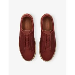 Zegna Triple Stitch Canvas Espadrilles - Wine