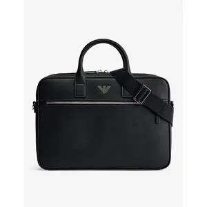 Emporio Armani Logo-plaque Leather Briefcase - Black