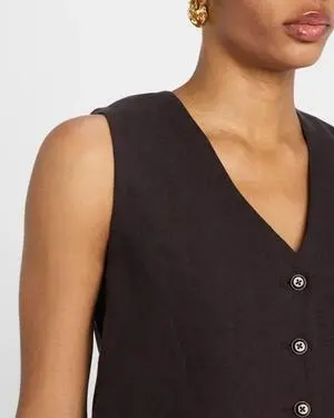 TWP Kikis Linen Vest - Dkbrwn