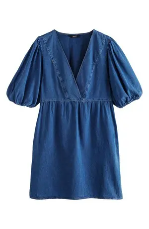 NEXT V-neck Puff Sleeve Denim Minidress