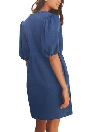 NEXT V-neck Puff Sleeve Denim Minidress