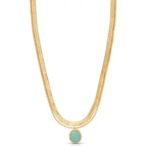 Ettika Radiant Orb Layered Necklace - Amazonite And Gold