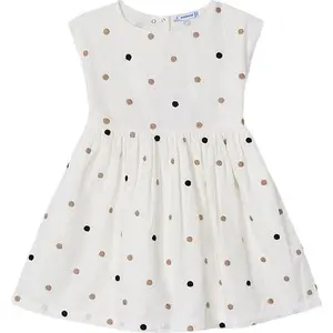 MAYORAL Embroidered Polka Dot Dress - Natural