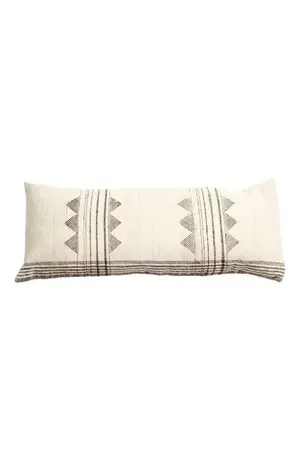STUDIO VARIOUSLY Kora And Black Handloom Lumbar Pillow - White
