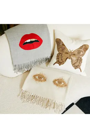 Jonathan Adler Lips Embellished Throw