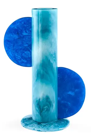 Jonathan Adler Como Cylinder Vase - Turquoise /blue Marble
