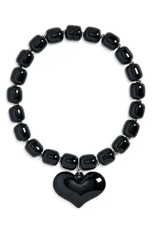 JULIETTA Amore Heart Pendant Collar Necklace - Black