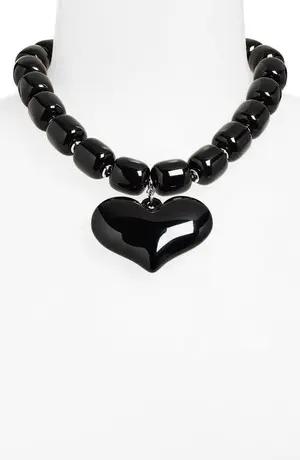 JULIETTA Amore Heart Pendant Collar Necklace - Black