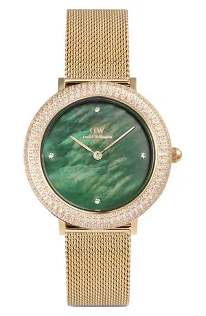 DANIEL WELLINGTON Crystal Bezel Ever Green Watch - Gold