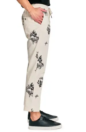 CON.STRUCT Slim Fit Floral Skull Print Pleated Trousers