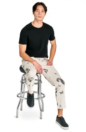 CON.STRUCT Slim Fit Floral Skull Print Pleated Trousers