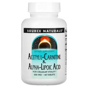 SOURCE NATURALS Acetyl L-carnitine & Alpha-lipoic Acid 60 Tablets - One-color