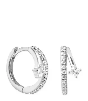 ASTRID & MIYU Crystal Illusion Huggie Earrings - Silver