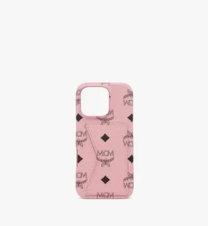 Mcm Iphone 16 Pro Case In Visetos - Soft Pink