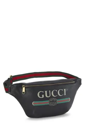 Gucci Leather Logo Printed Belt Bag - Black