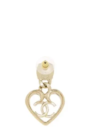 Chanel Cc Dangle Heart Earrings