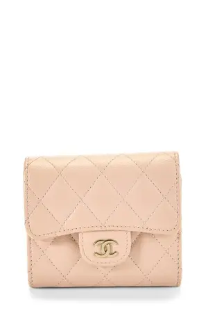 Chanel Caviar Classic Flap Compact Wallet - Pink