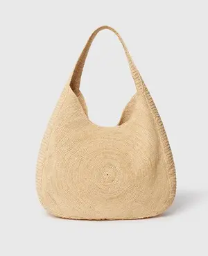 Stella McCartney Large Logo Crochet Raffia Hobo Bag