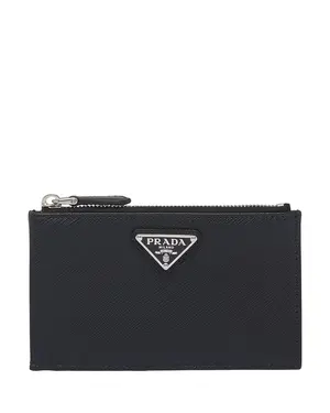 Prada Saffiano Leather Card Holder Black/silver