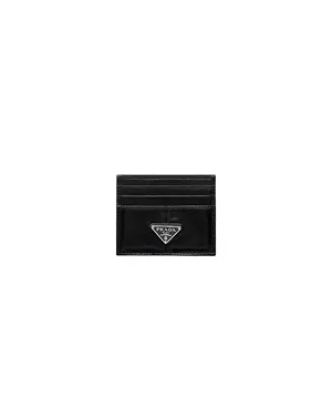 Prada Leather Card Holder Dark Black
