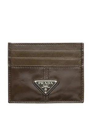 Prada Leather Card Holder Green