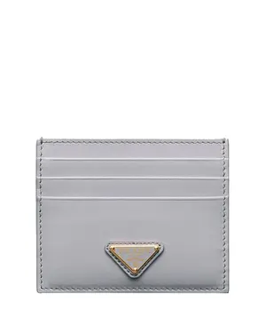 Prada Leather Card Holder Grey