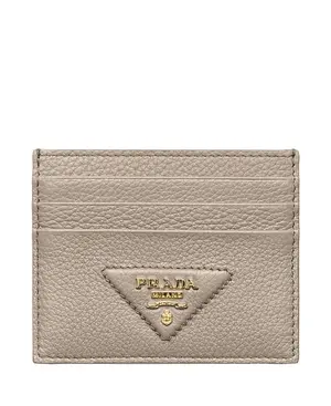 Prada Leather Card Holder Grey