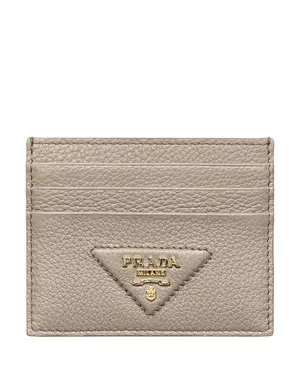 Prada Leather Card Holder Grey