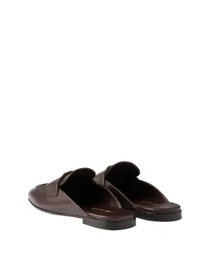 Prada Leather Slippers - Brown