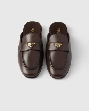 Prada Leather Slippers - Brown