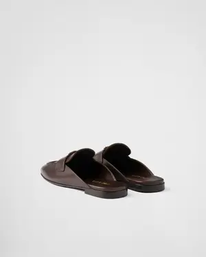 Prada Leather Slippers - Brown