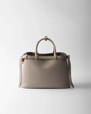 Prada Buckle Medium Leather Handbag - Grey