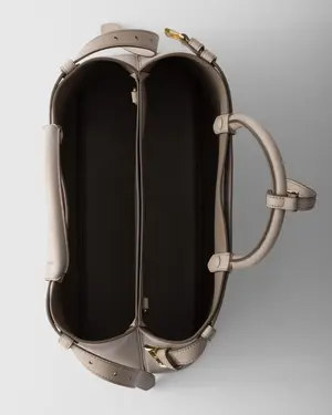 Prada Buckle Medium Leather Handbag - Grey