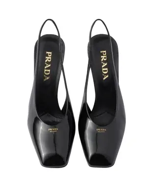 Prada Patent Leather Slingback Pumps - Black