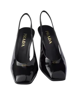 Prada Patent Leather Slingback Pumps - Black