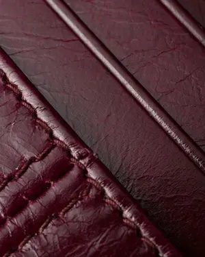 Prada Leather Card Holder - Burgundy