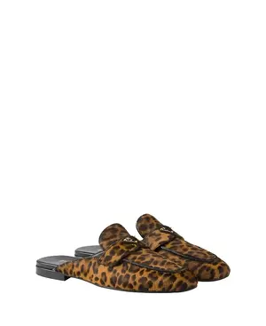 Prada Leopard-print Leather Mules - Honey